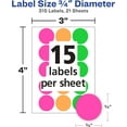 Color-Coding Removable Labels, 3/4 Inch Round Labels, Assorted Neon ...