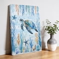 Blue Sea Turtle Canvas Wall Art for Living Room, Nautical Coastal ...