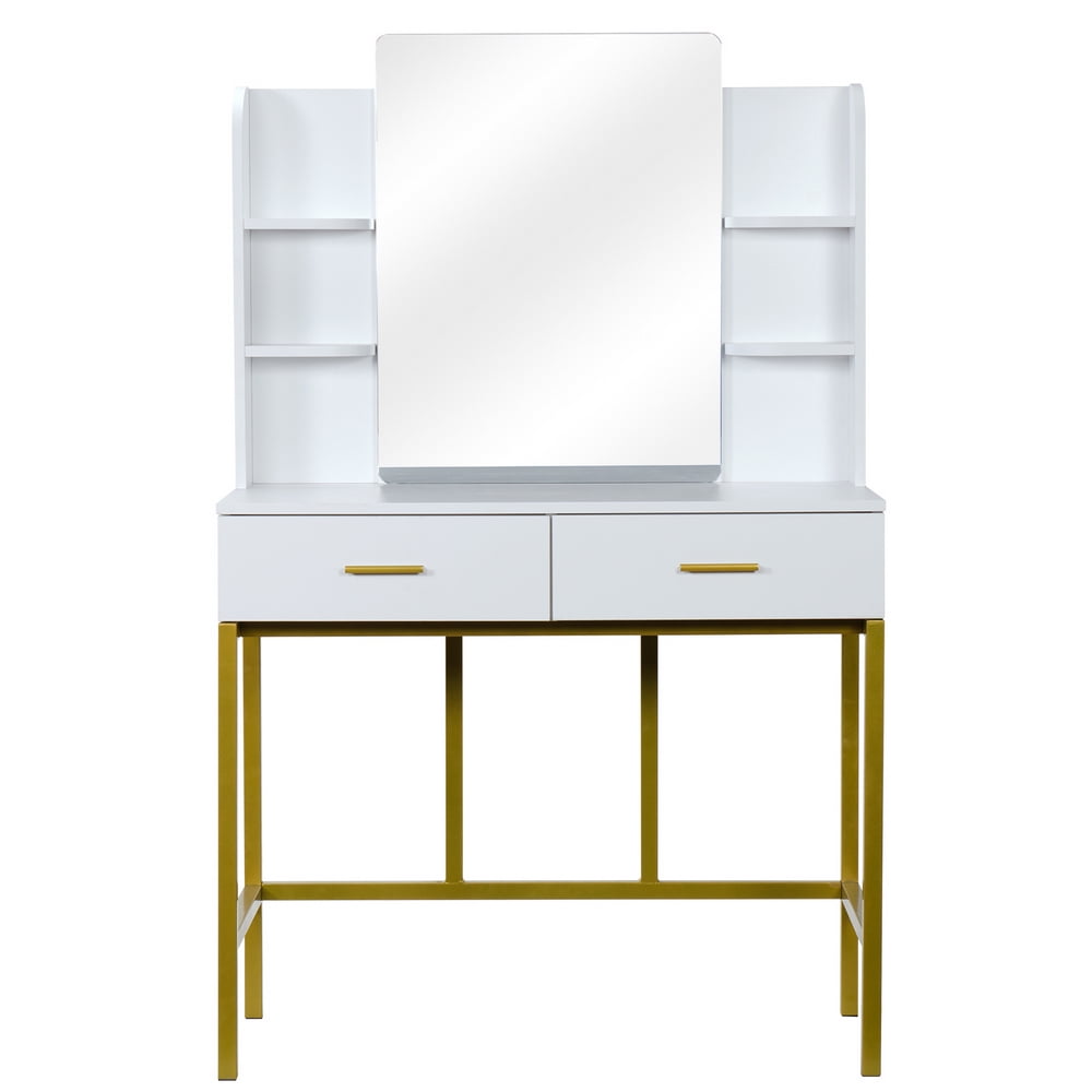 YeekTok with Mirror and Shelf 2 Drawers and Stool Steel Frame Dressing ...