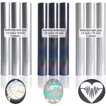 Reflective Heat Transfer Vinyl - 9 Sheets 12" x 10", Rainbow Reflective ...