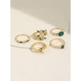 15pcs Gold Tone Ring Set For Women: Emerald Green Gem, Leaf, Snake ...