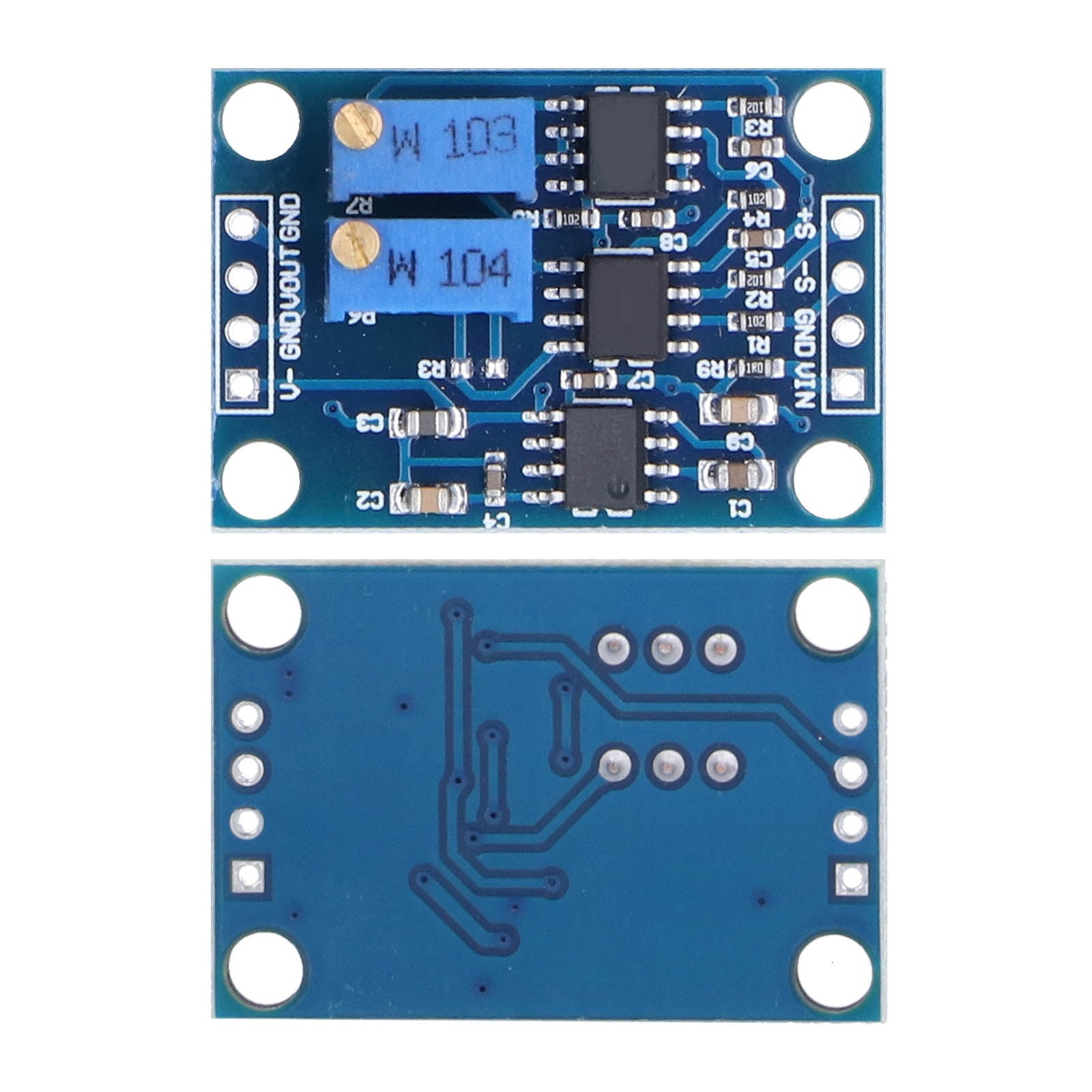 Un transmisor, un amplificador de voltaje de milivoltios, un módulo ...
