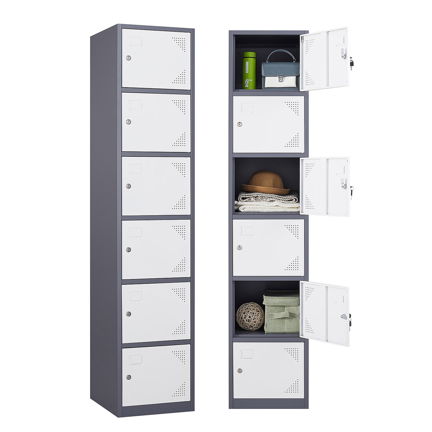 STANI Metal Locker Steel Storage Cabinet with 6 Doors for Office School ...