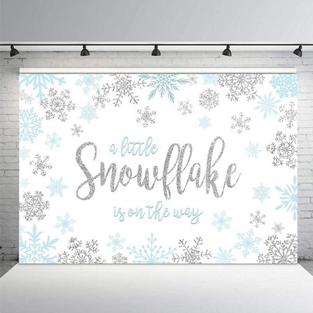 FOND 7x5ft Snowflake Boy Baby Shower Photo Background Props Winter Blue ...