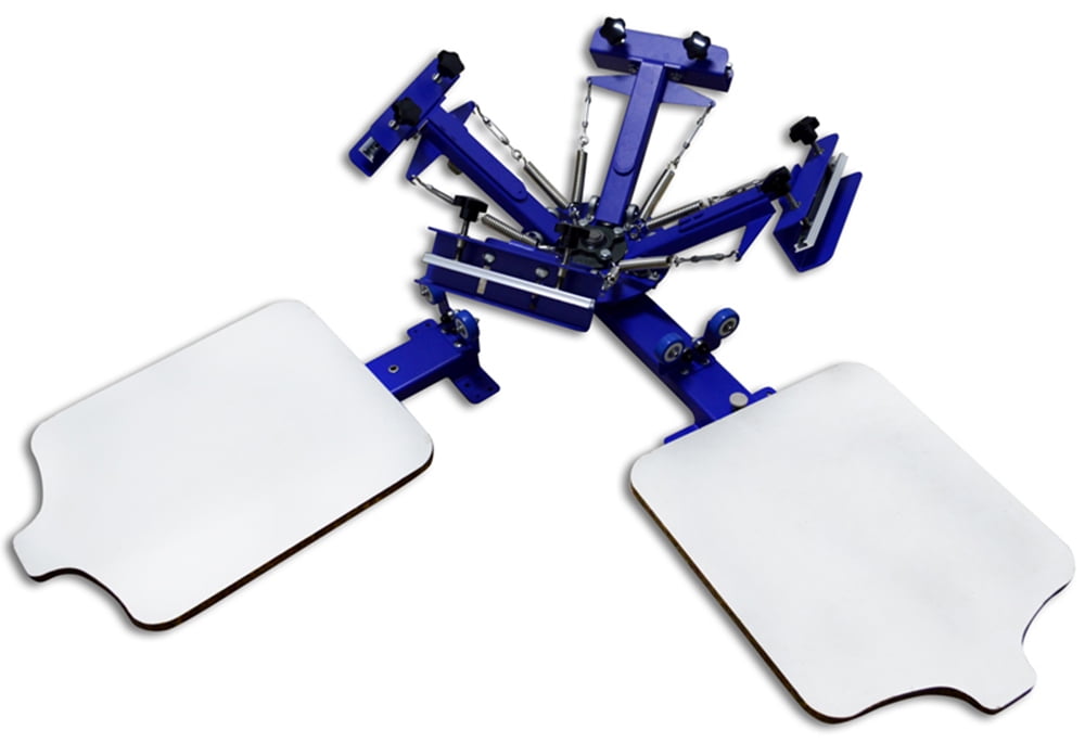 4 Color 2 Station Screen Printing Press Machine Fixed Board Rotating ...