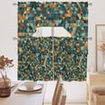 Color Block Swag Curtains Valance and Tier Set, Orange Green Check ...