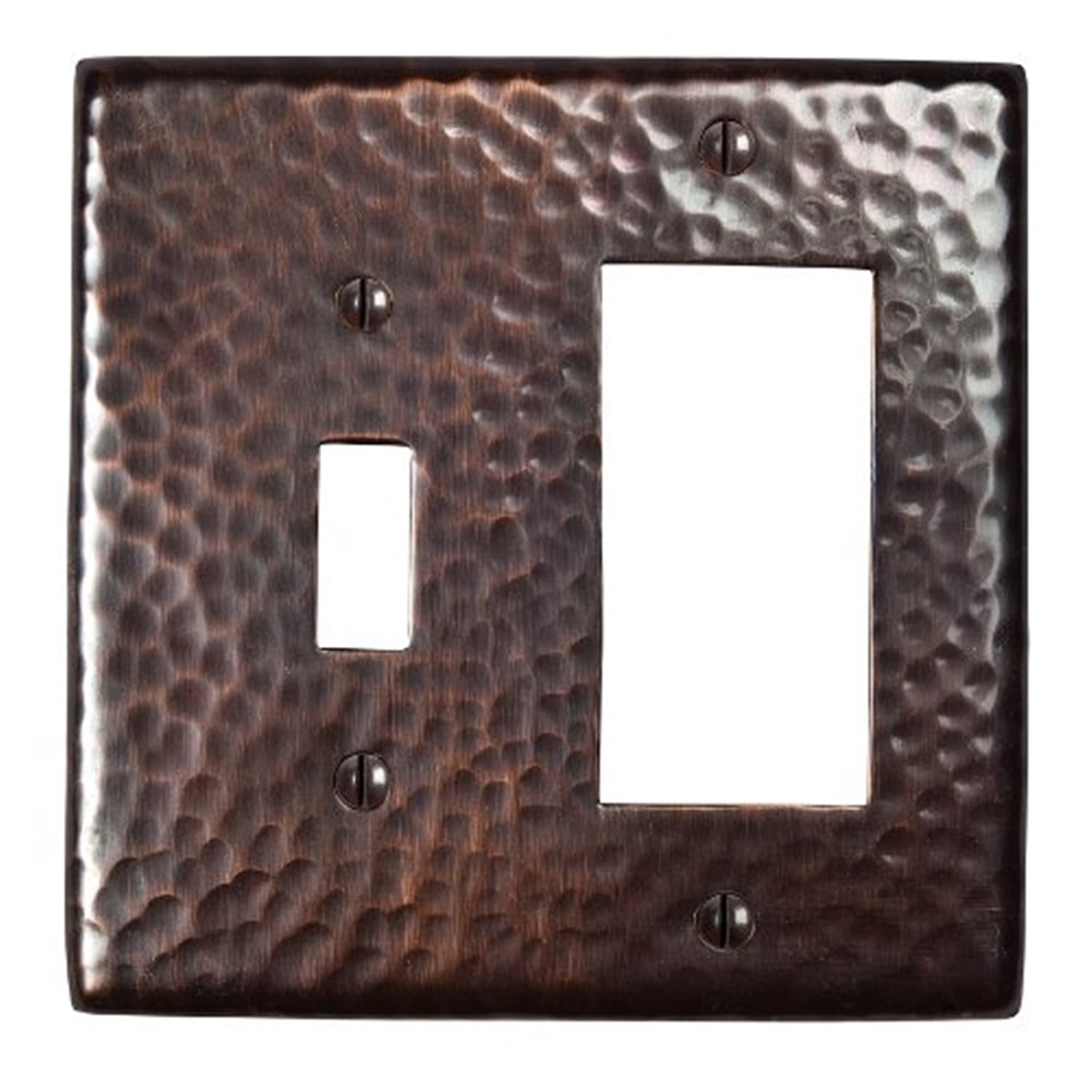 Solid Hammered Copper Single Switch and GFCI Combination Plate in ...