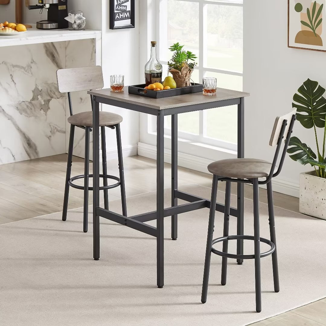Bar Table and Chairs Set for 2, 3-Piece Small Square Dining Table and ...