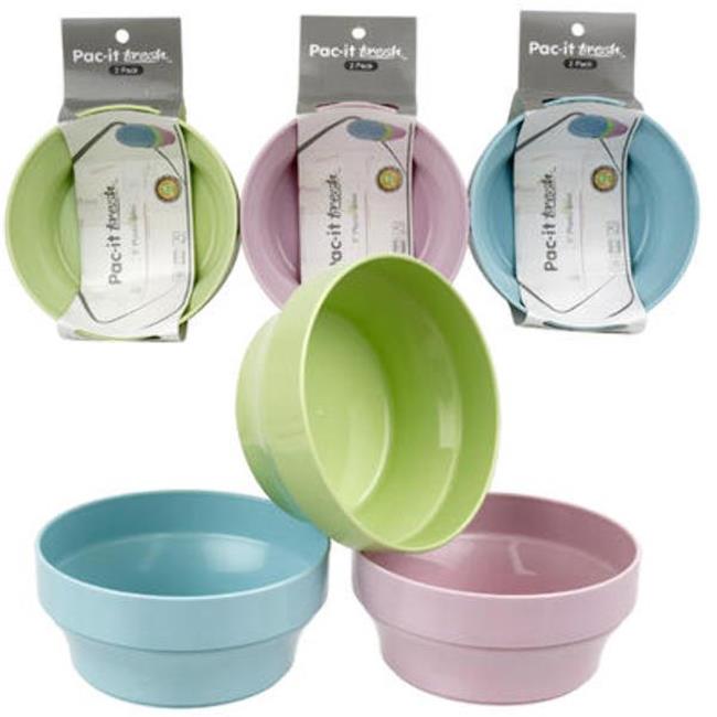 Pac-It Fresh 2291294 5 in. Cereal Bowl, Pink, Blue & Green - 48 Per ...