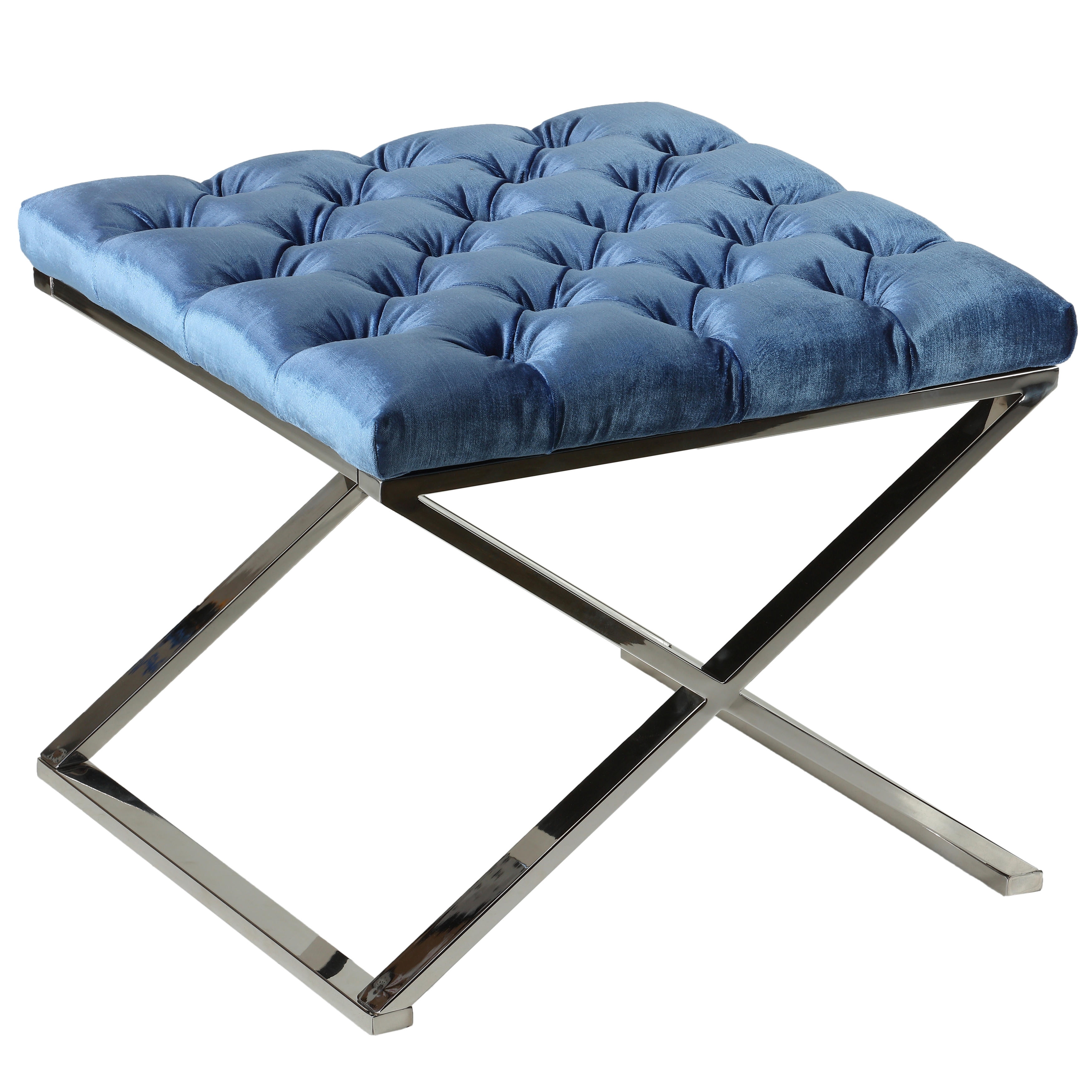 Cortesi Home Mariana Tufted Metal Ottoman, Blue, 21" - Walmart.com