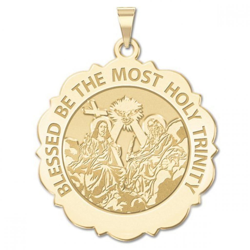 Holy Trinity Scalloped Religious Medal - 1 inch Size of a Quarter ...