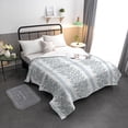 Blue Leaves Quilted Comforters Cooling Blanket California King Size ...