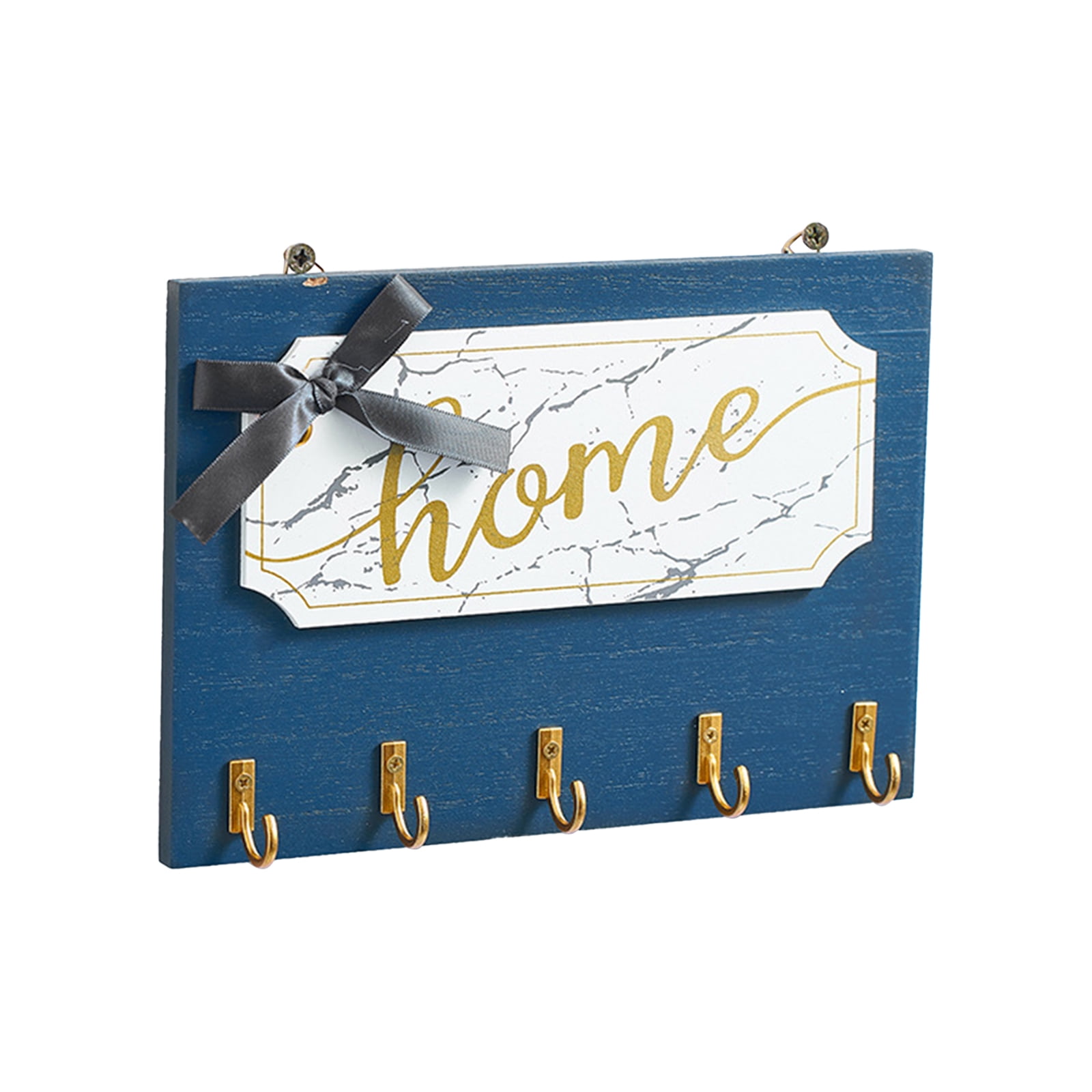 Wood Key Hook Holder Wall Hanging Organizer Rectangle Shape House Key ...