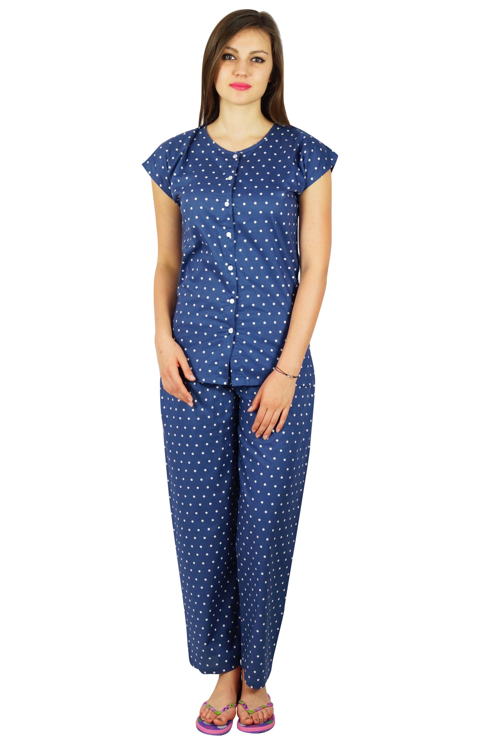 Bimba Cotton Night Wear Pajama Set Short Sleeve Shirt with Pyjamas ...