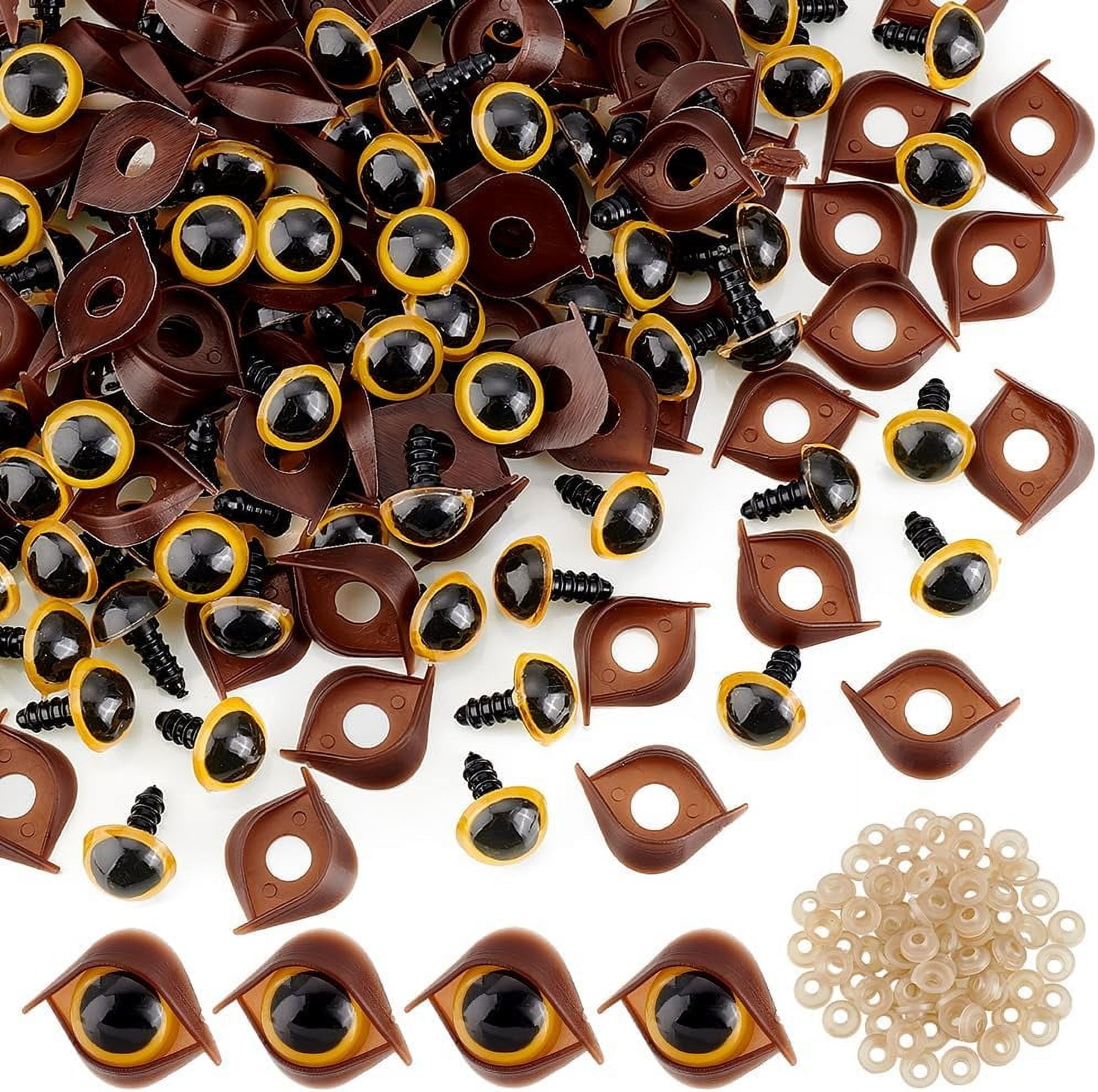 100 Sets Safety Eyes with Eyelid Buckles Craft Eyes Stuffed Animal Eyes ...