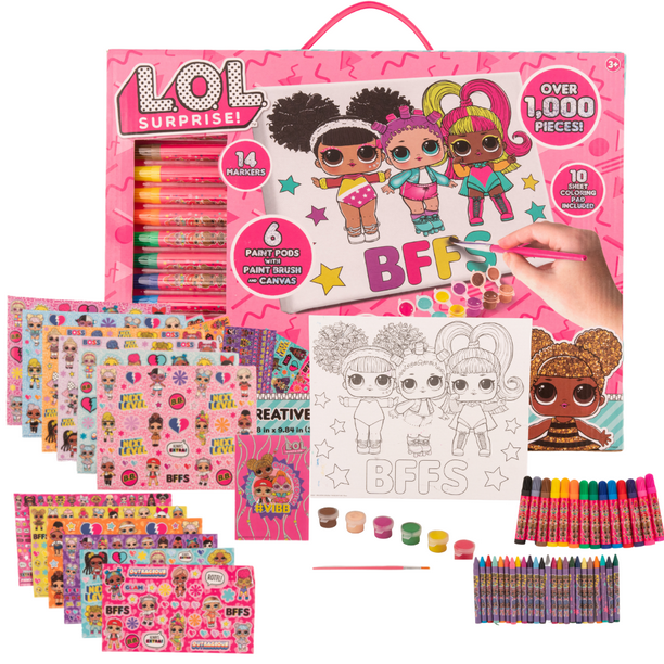LOL Surprise Girls Art Set Stickers Markers and Paint Canvas 1000 ...