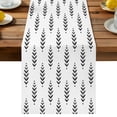 Arrow Leaf Dining Table Runner, Black Vertical Trail Abstract Graphic ...