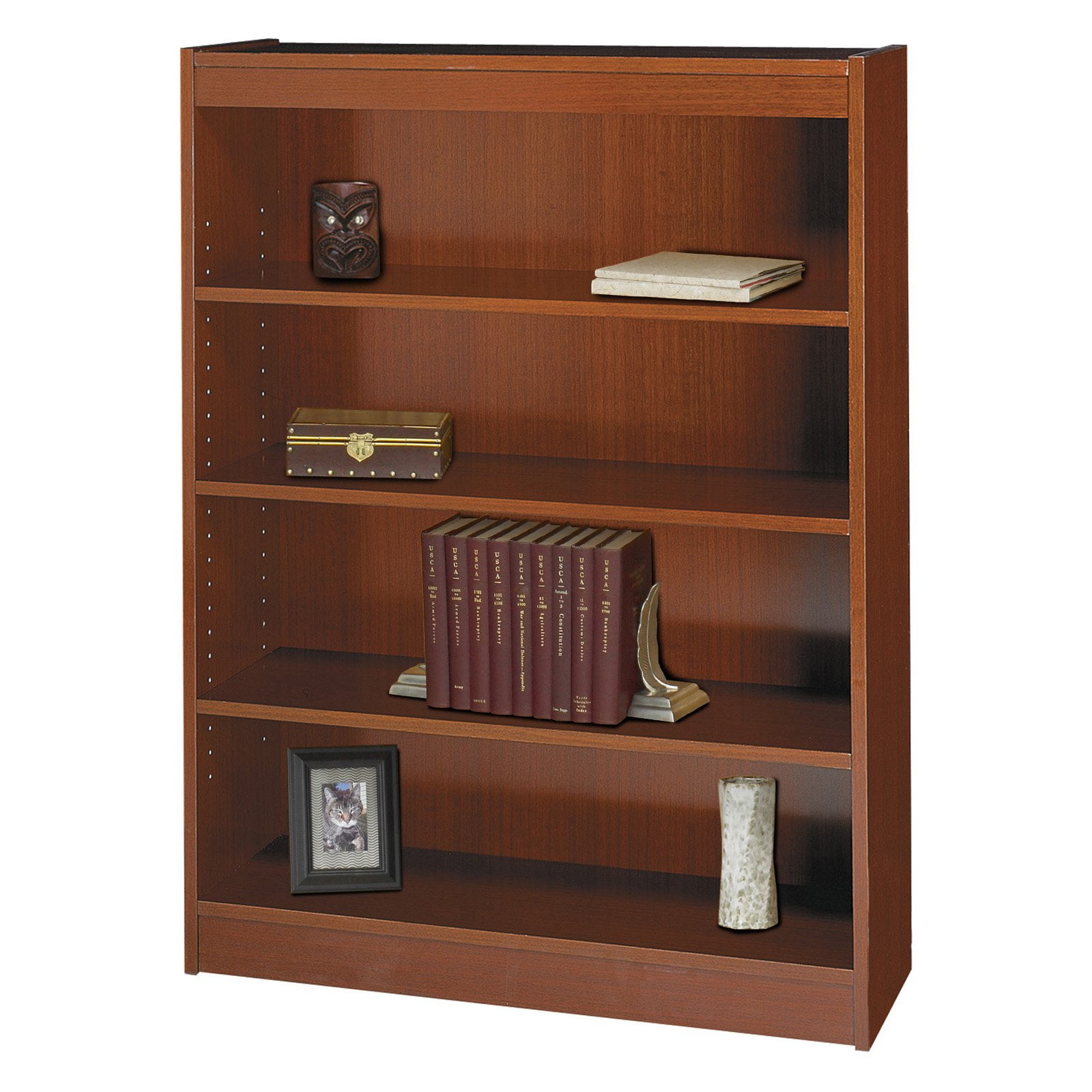 Safco 4-Shelf Square Edge Veneer Bookcase - Walmart.com