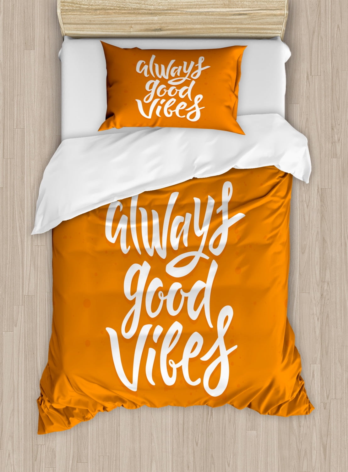 Good Vibes Duvet Cover Set Twin Size, Hand Lettering Always Good Vibes ...