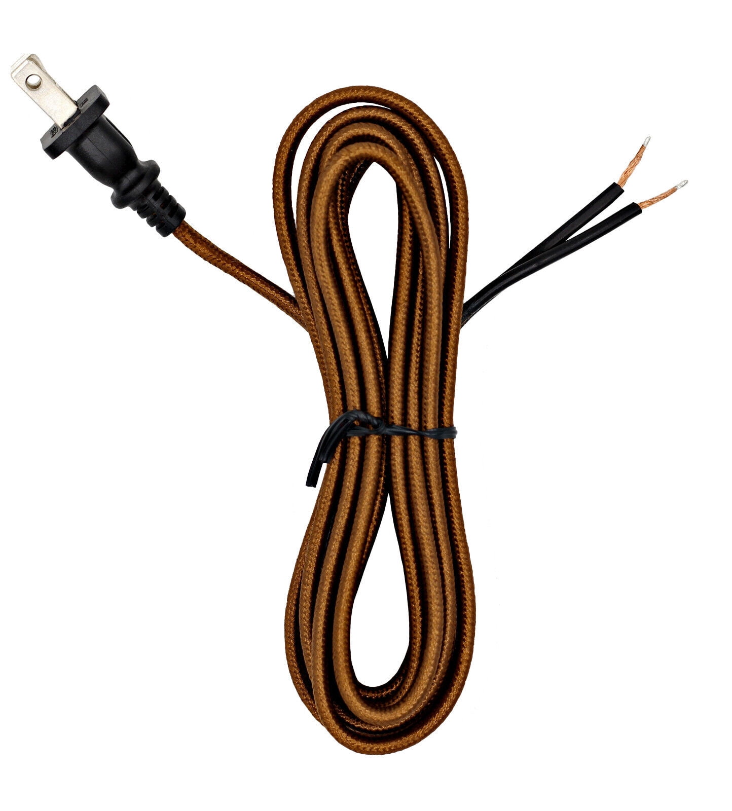 8 ft Brown Rayon Cloth Covered Electric Lamp Cord w/ End Plug, DIY Lamp ...
