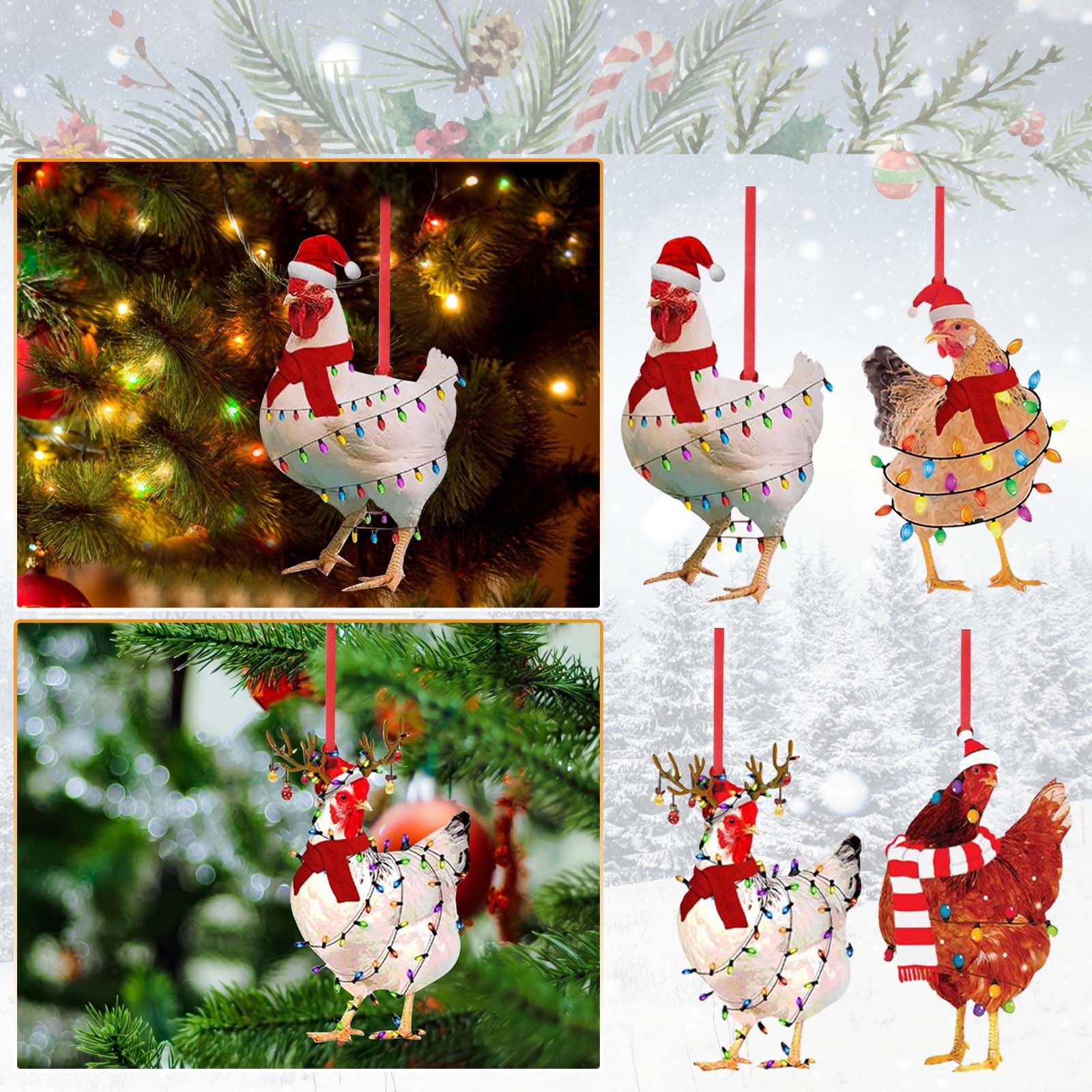 Rkstn Christmas Decorations 5-Piece Scarf For Decorations Chicken Festival Decorations Pre Decorations Christmas Decor 3.1 X 3.1