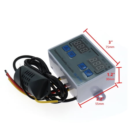 Thermostat LED Screen Dual Display Temperature Controller 12V AC110 ...