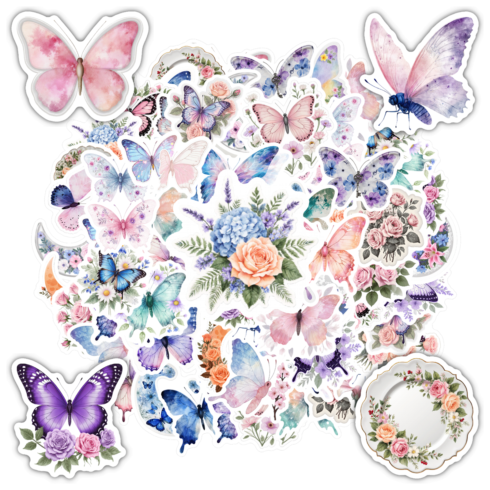 Click here for Yezdix 35pcs Floral Stickers Butterfly Decals Past... prices