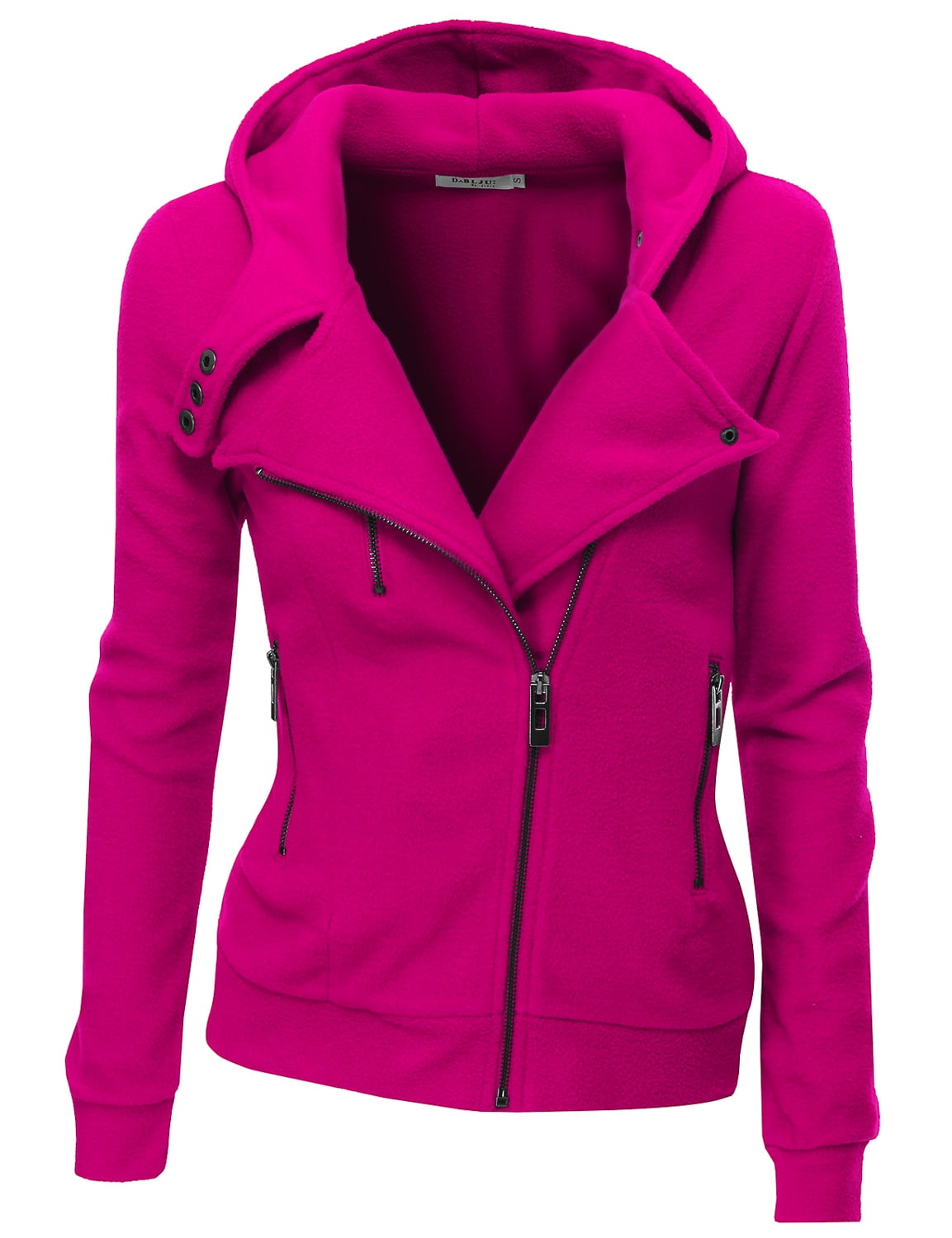 Doublju Women's Fleece Zip-Up High Neck Jacket for Women with Plus Size ...