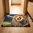 3D Breaking Wall Soccer Ball Area Rug Non Slip Doormat, Sports Stadium ...