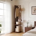 Mirightone Full Length Mirror with Coat Rack & Storage Shelves, 360 ...