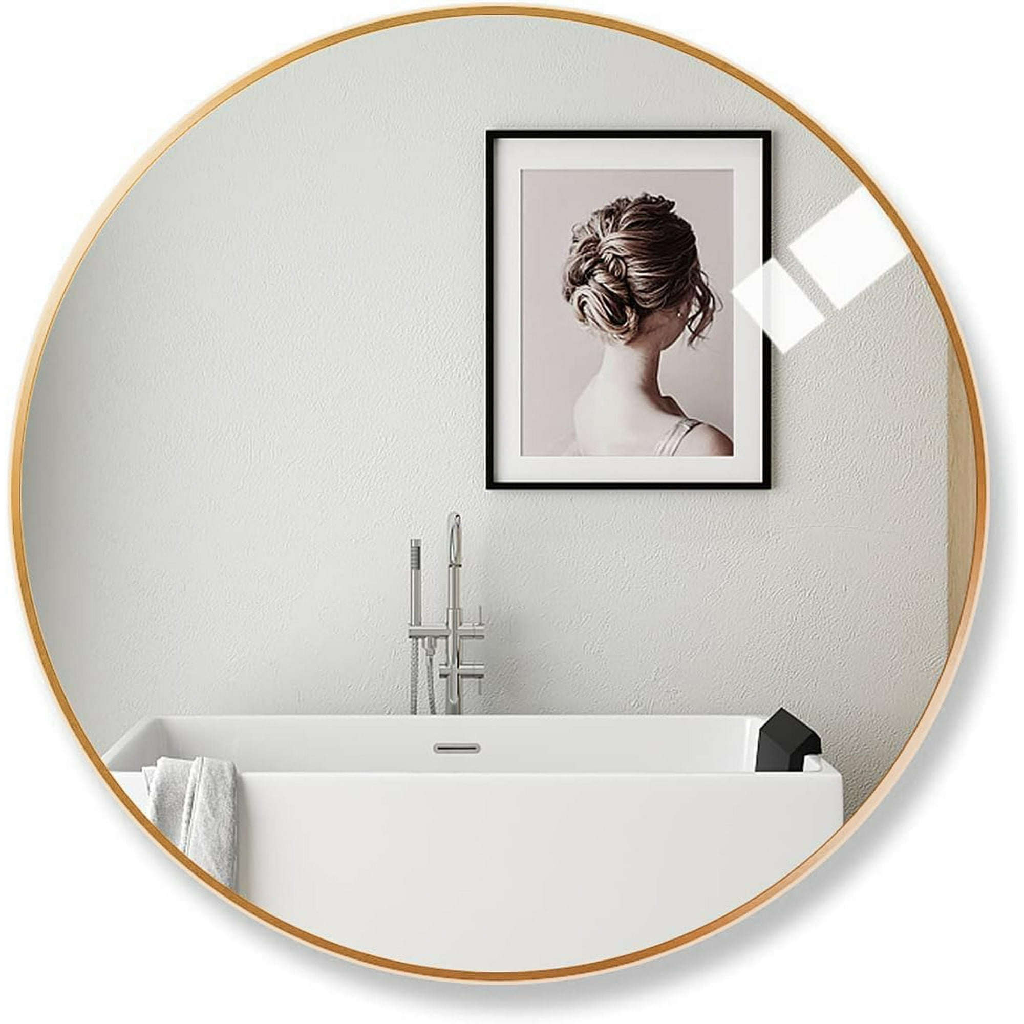 Click here for Aougo 50cm Large Modern Round Mirror Gold Copper B... prices