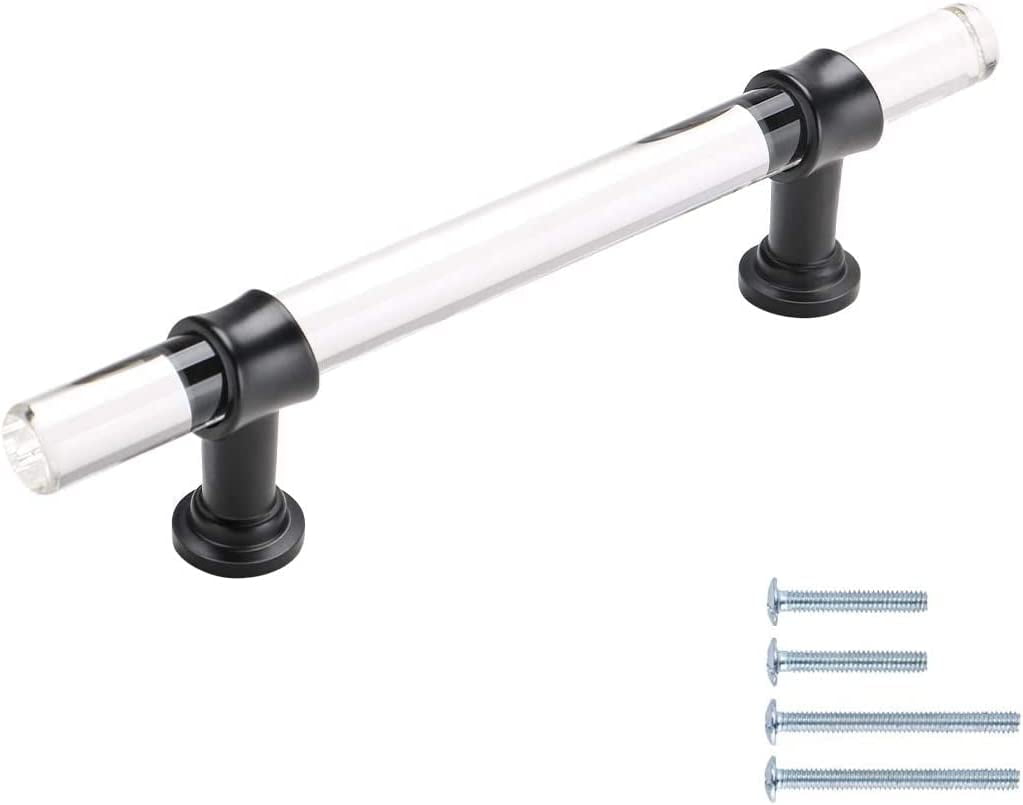 Homdiy 10 Pack Acrylic Drawer Handles Matte Black Cabinet Pulls for ...