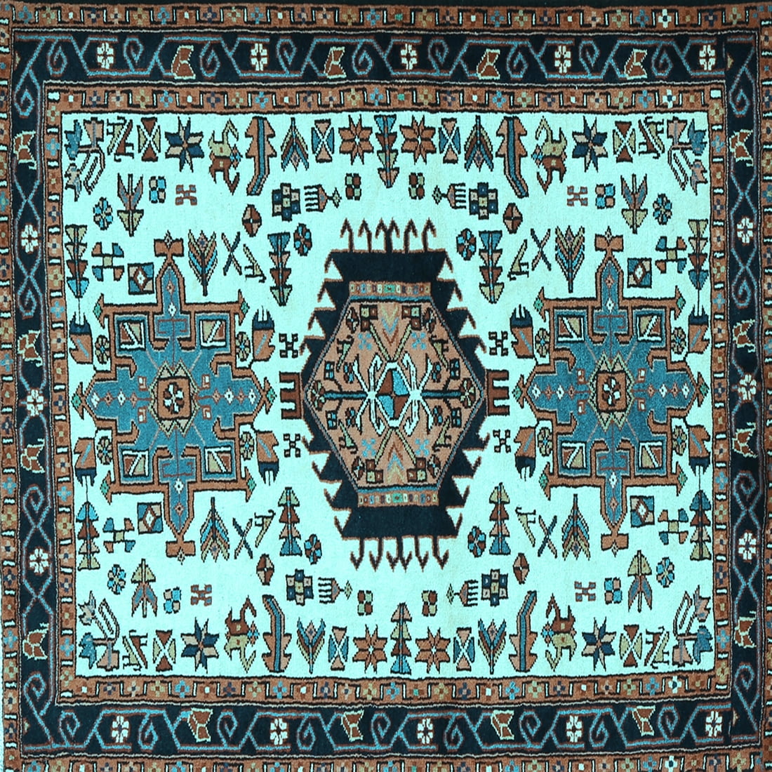 Ahgly Company Indoor Square Persian Light Blue Traditional Area Rugs, 4 ...