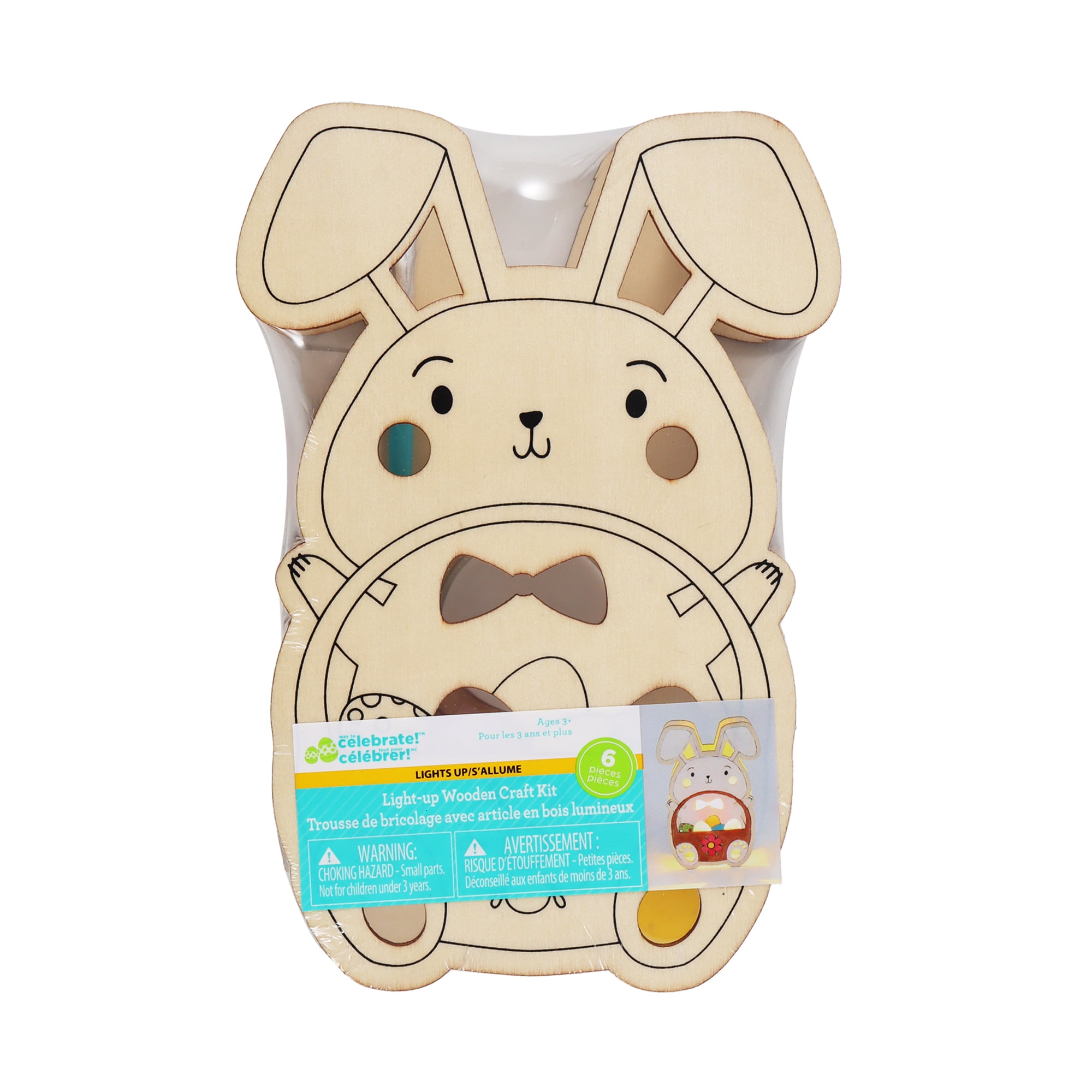 Way To Celebrate! Light-up Wooden Craft Kit, Bunny Shaped, Easter ...