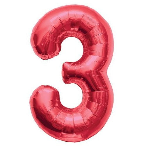 Number 3 - Red Helium Foil Balloon - 34 inch - Walmart.com - Walmart.com