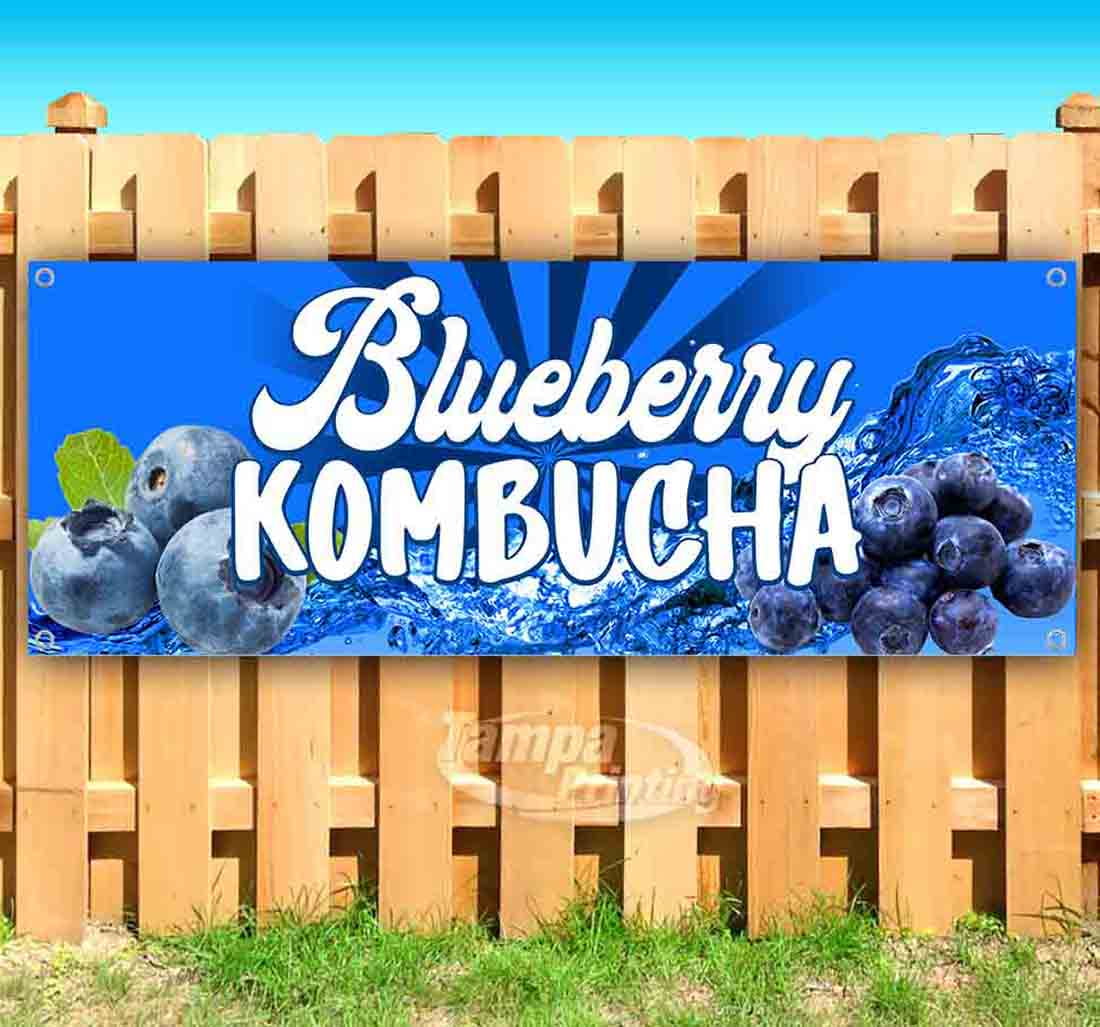 Blueberry Kombucha 13 Oz Banner | Non-Fabric | Heavy-Duty Vinyl Single ...