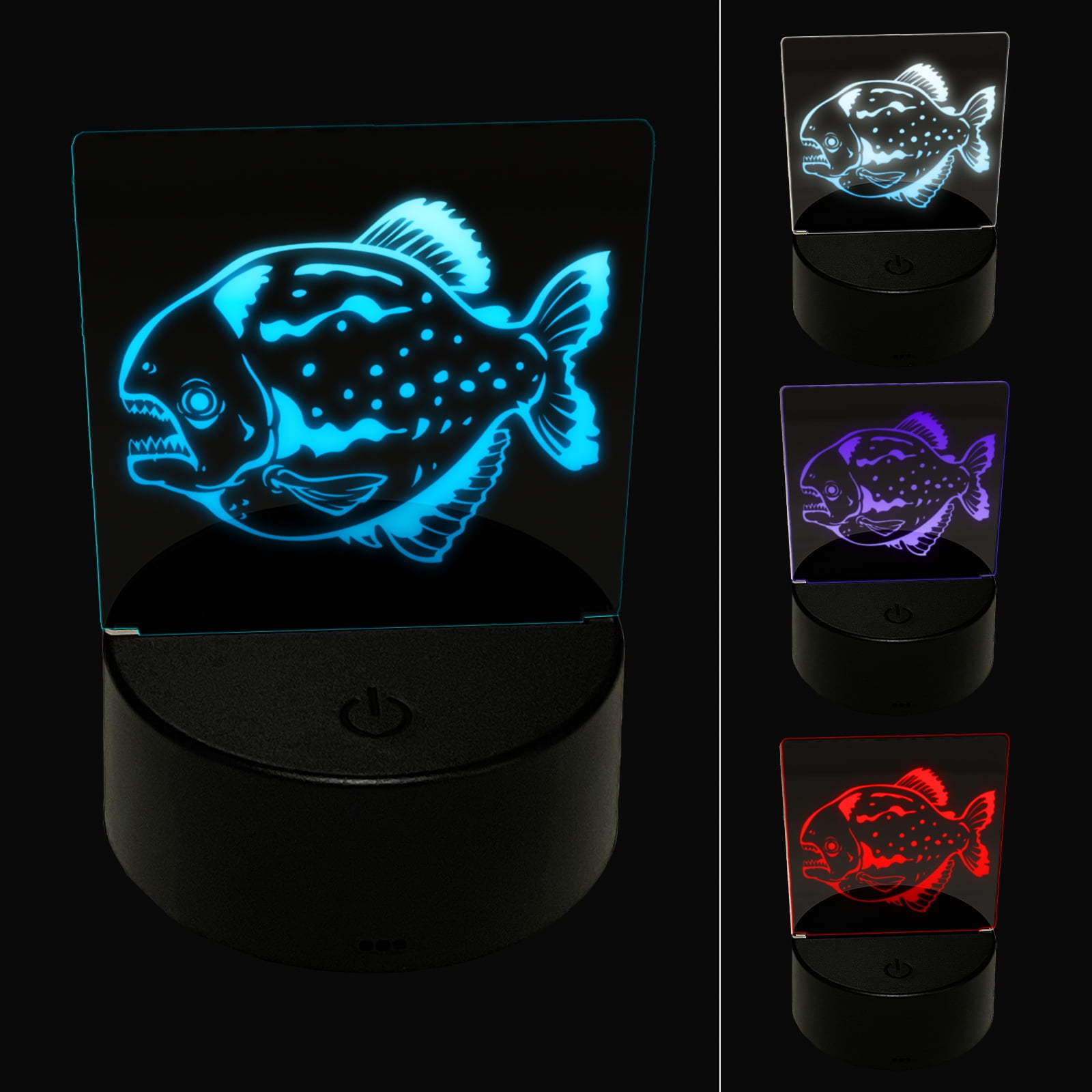 Red-Bellied Piranha Carnivorous Fish LED Night Light Sign 3D Illusion ...