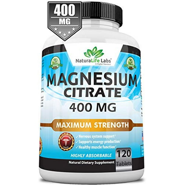 Magnesium Citrate 400 mg - 120 tablets Elemental Magnesium Supports ...