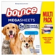 Bounce Pet Hair and Lint Guard Mega Dryer Sheets, Unscented, 130 Count ...