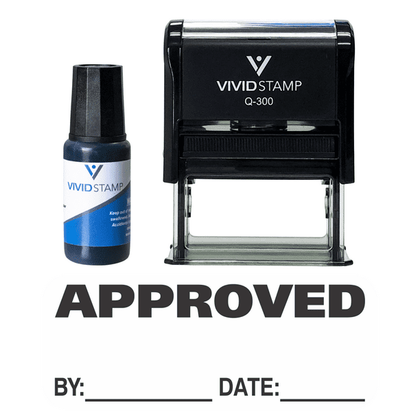 Vivid Stamp Approved By Date Self Inking Rubber Stamp Combo with Refill ...