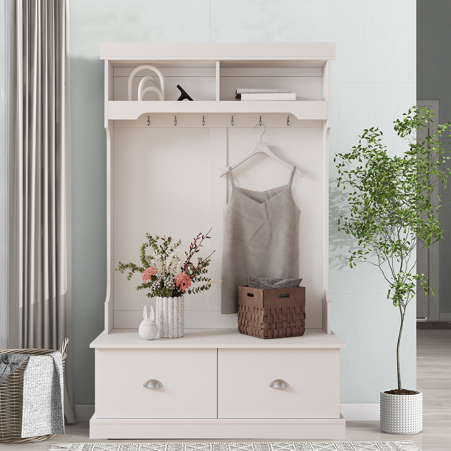 Simple Leisure MDF Material Open Wardrobe with Drawers and Shelves ...