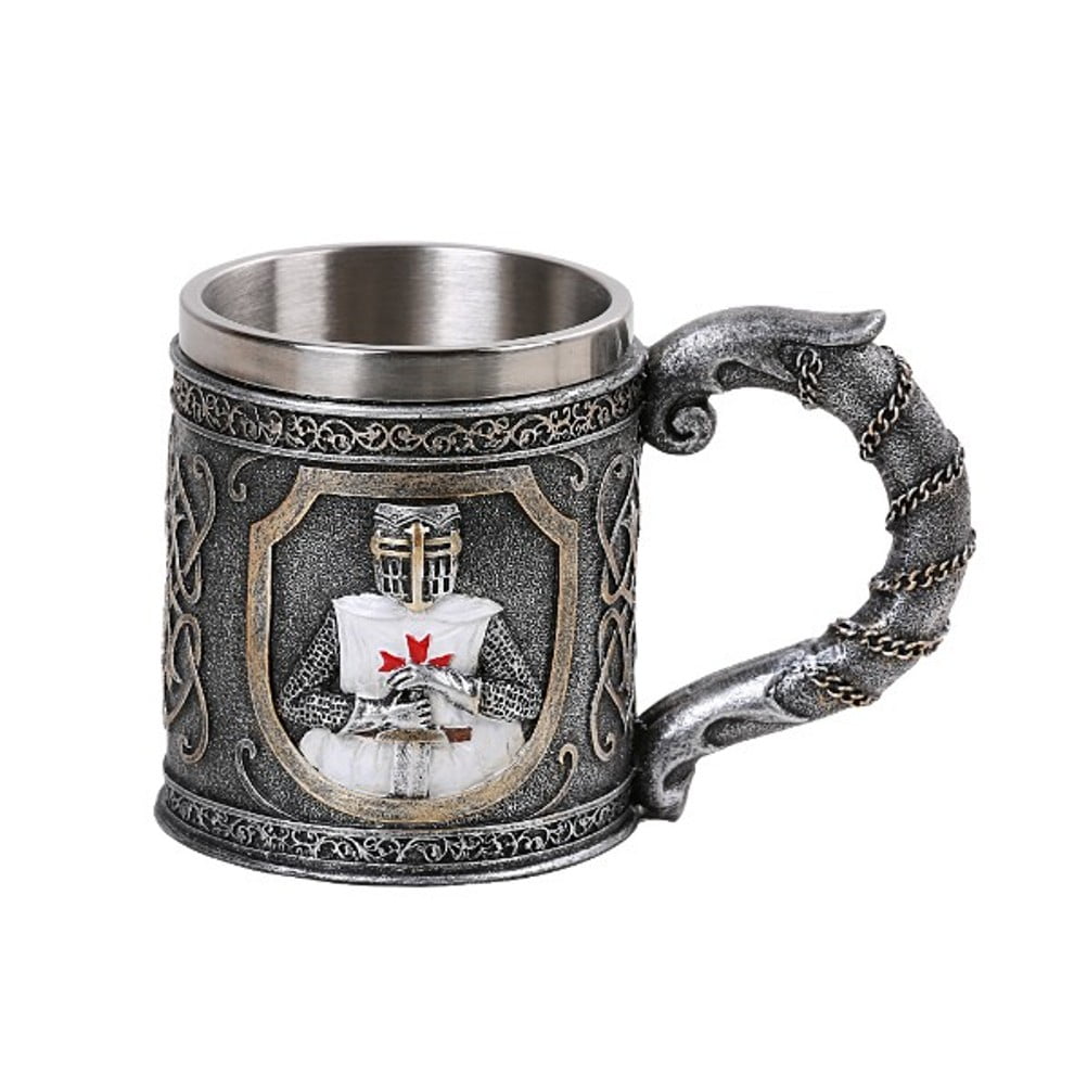Medieval Knight Beer Mug Stainless Steel + Resin Coffee Cup Halloween ...