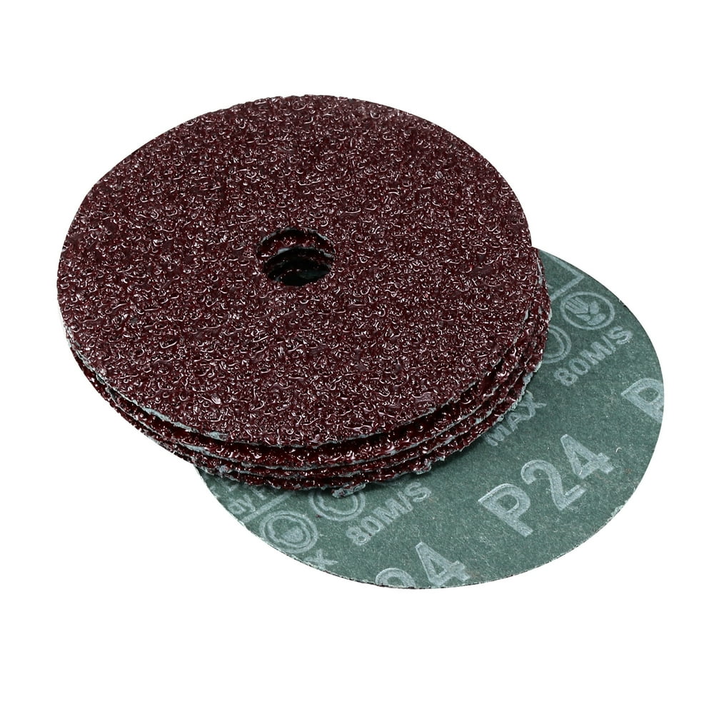 4-Inch x 5/8-Inch Aluminum Oxide Resin Fiber Discs, Center Hole 24 Grit ...