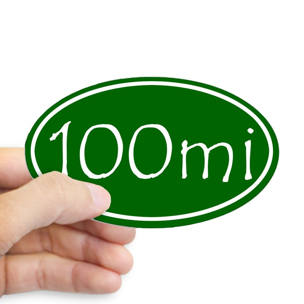 CafePress - Green 100 Mi Oval Sticker - Sticker (Oval) - Walmart.com