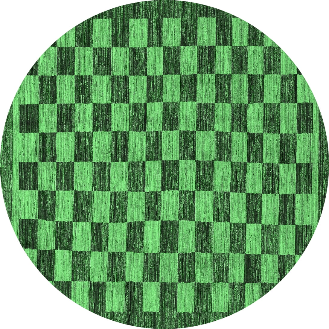 Ahgly Company Indoor Round Checkered Emerald Green Modern Area Rugs, 8 ...