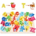 LENNYSTONE Wooden Alphabet Number Shape Puzzles for Toddlers Age 3-6 ...