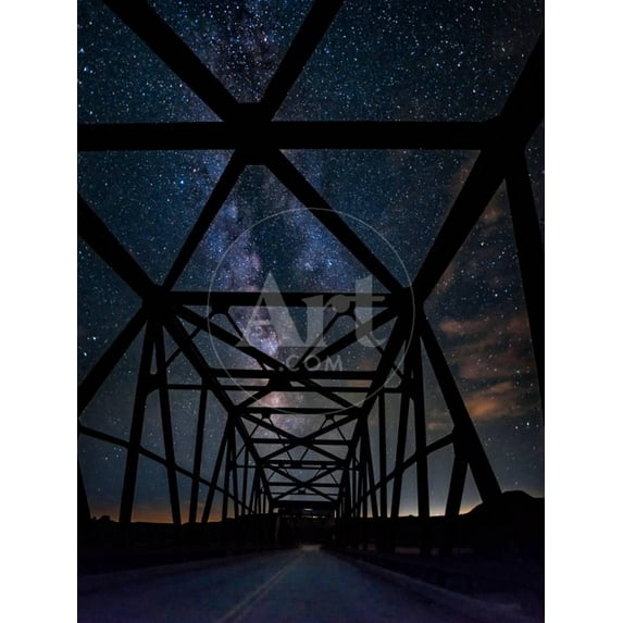 Silhouette of Morrin Bridge at night, Highway 27, Morrin, Alberta ...