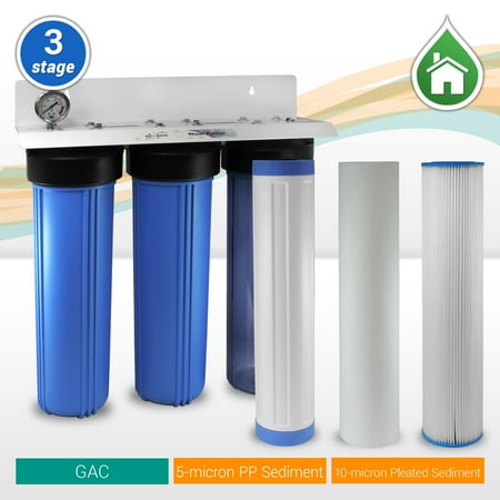 Max Water 3-stage 20"x 4.5" Whole House Big Blue Water Filtration ...