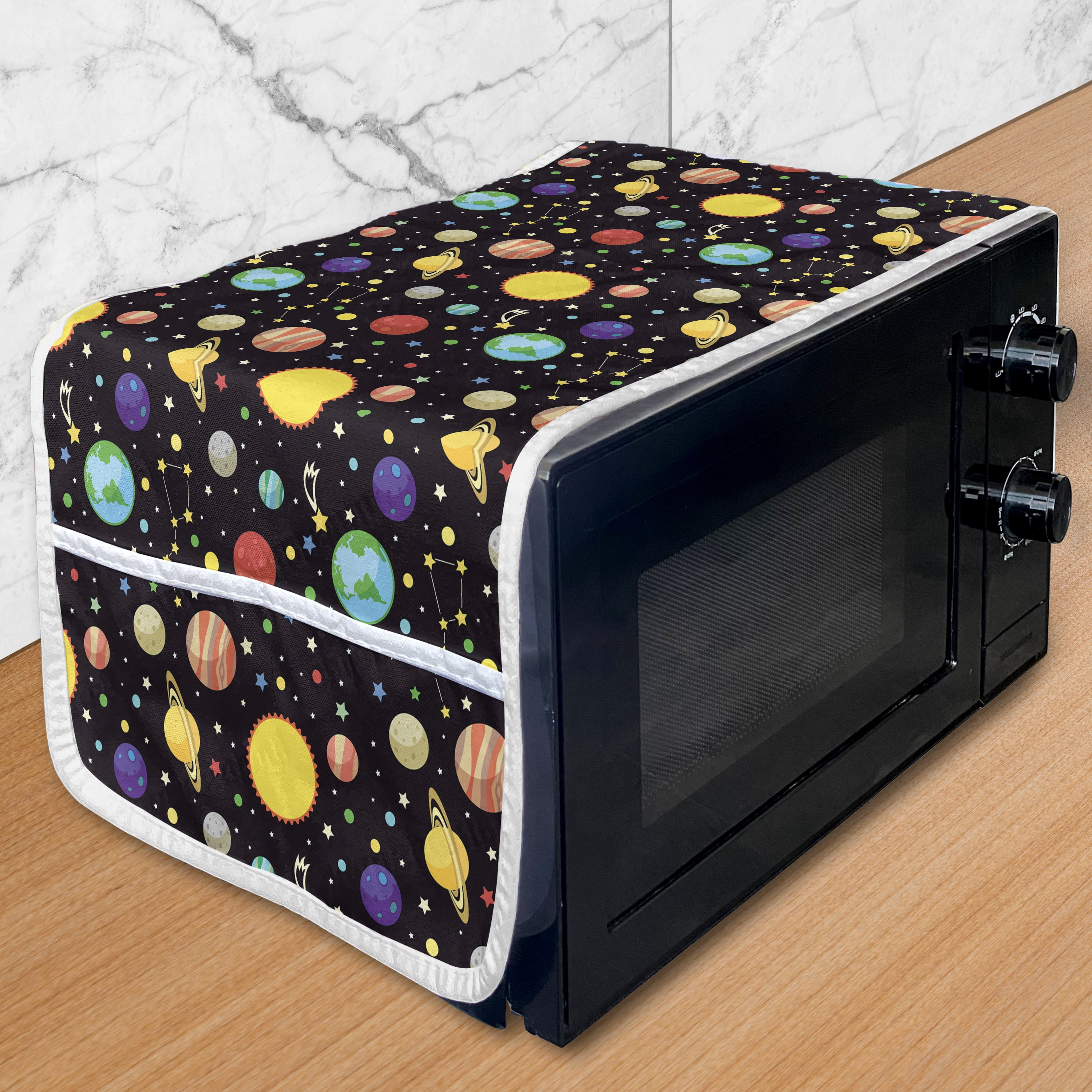 Space Microwave Oven Cover, Comets and Constellations Stars with Polka ...