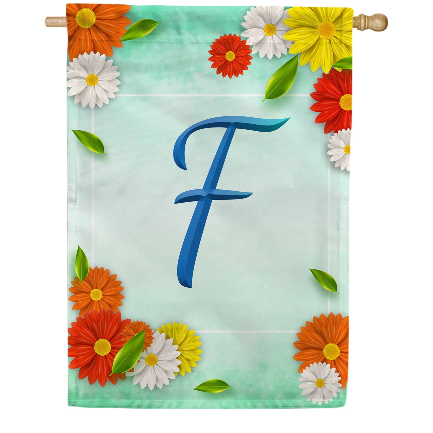 America Forever Summer Floral Monogram House Flag Letter F 28 x 40 ...